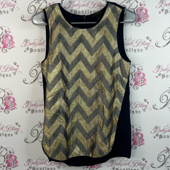 J. Crew | Tops | J Crew Tank Top Blouse Shiny Chevron Patterned Gold ...